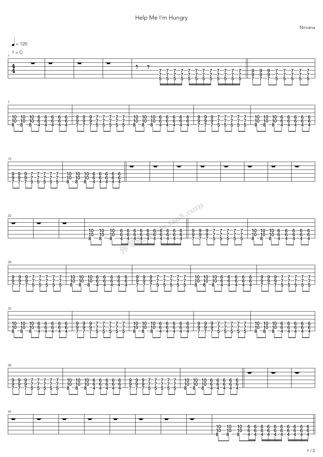 《Help Me》吉他谱-C大调音乐网