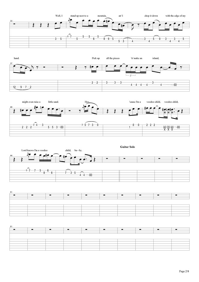 《Voodoo Child (Slight Return)》吉他谱-C大调音乐网