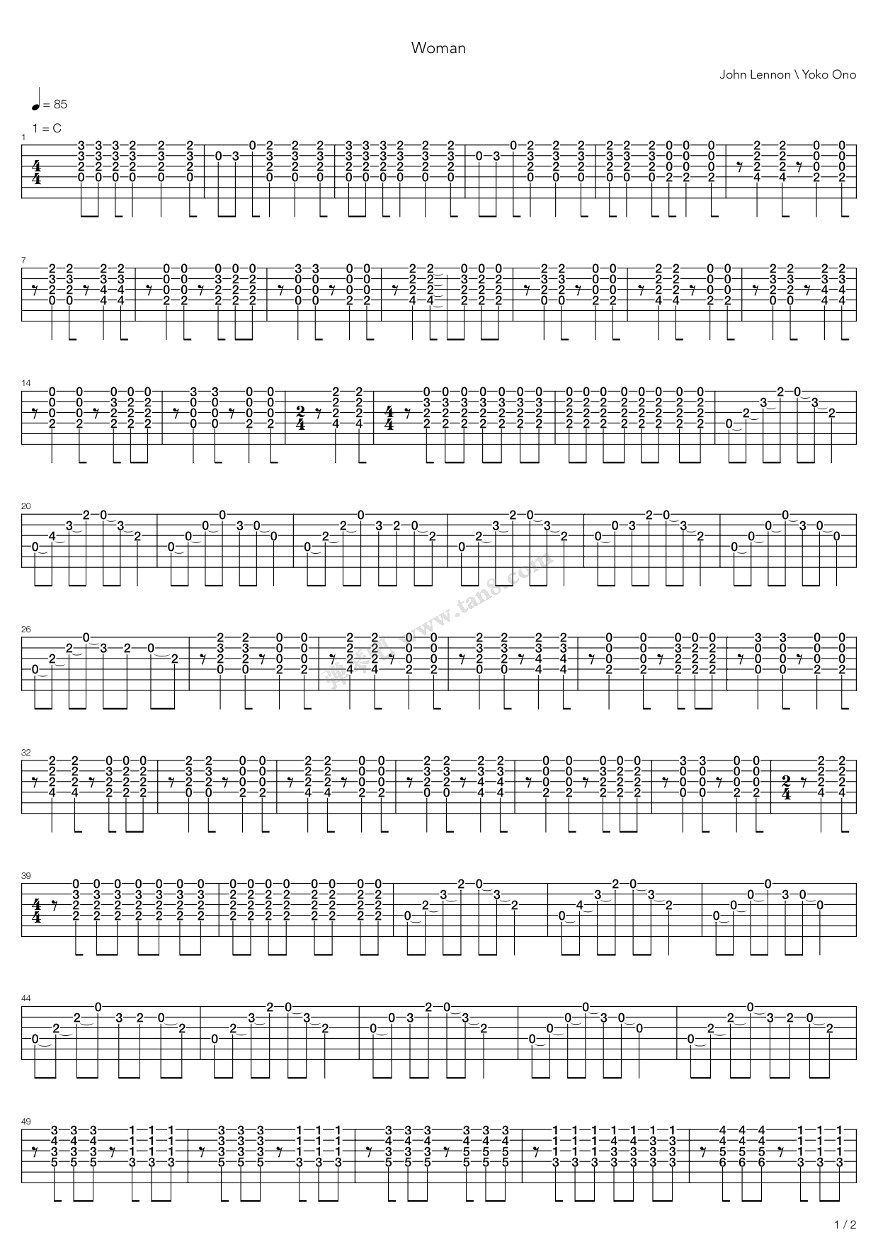 《Woman》吉他谱-C大调音乐网