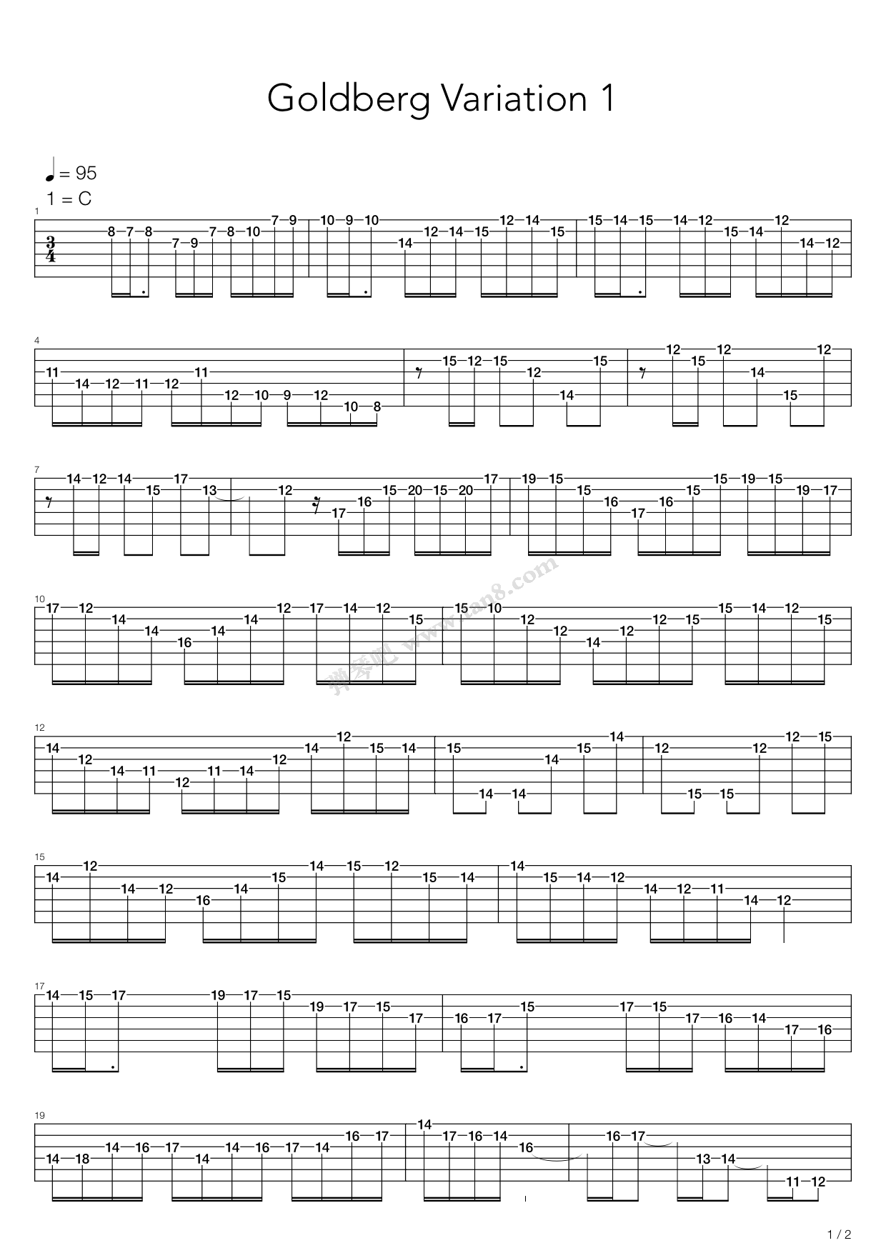 《Goldberg Variation 1》吉他谱-C大调音乐网