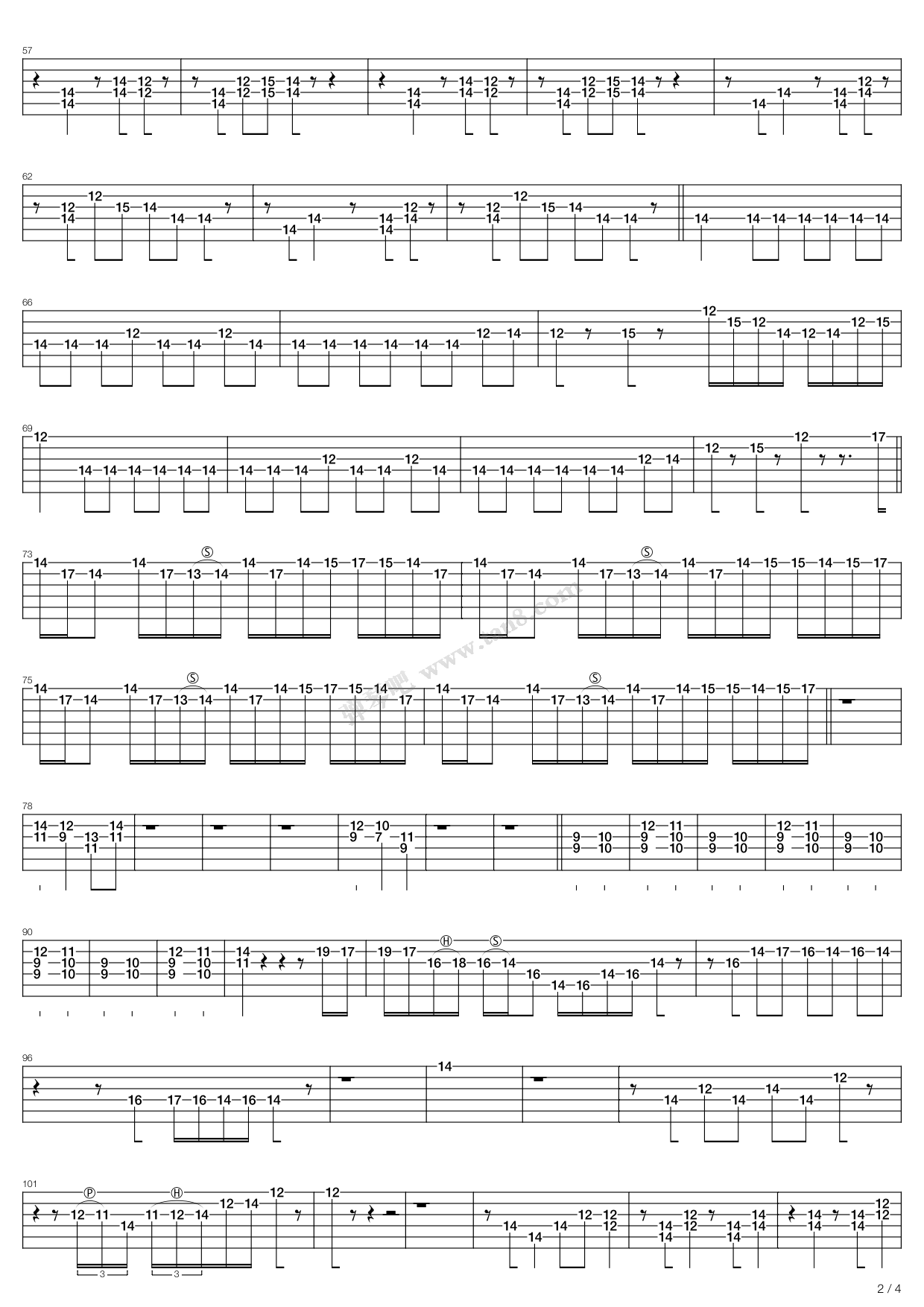 《Enter Sandman(10)》吉他谱-C大调音乐网